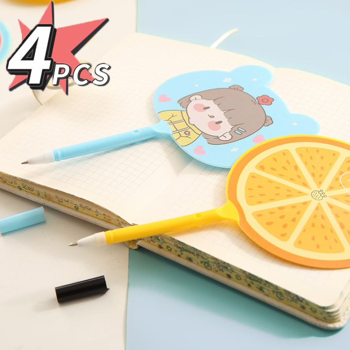 4 pcs Kreatif kartun kipas Pen comel pembelajaran alat tulis kipas bola ...