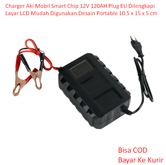 Charger Aki Mobil Smart Chip 12V 120AH Plug EU Dilengkapi Layar LCD ...