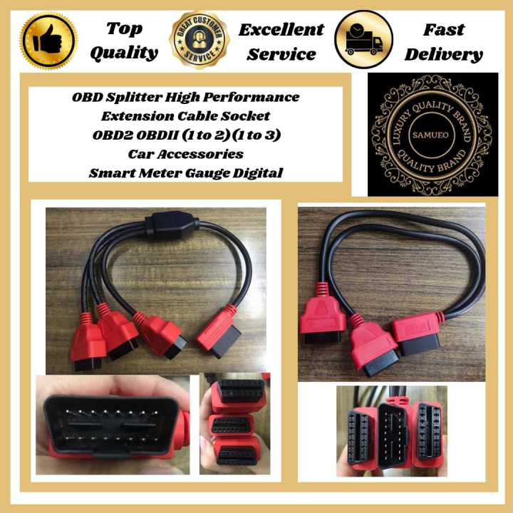 OBD Splitter High Performance Extension Cable Socket OBD2 OBDII (1 to 2 ...