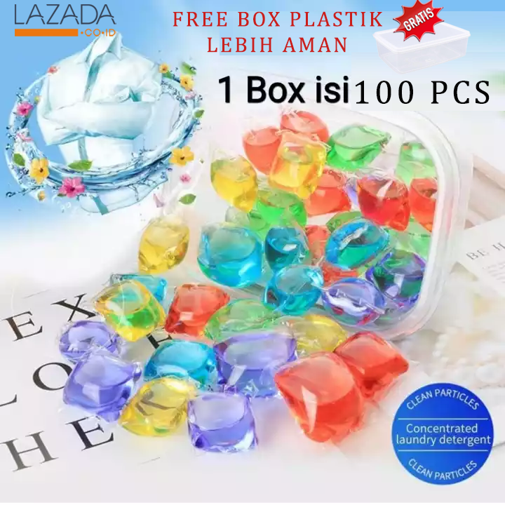 (FREE BOX PLASTIK) Paket 100 pcs sabun laundry detergent ball sabun ...