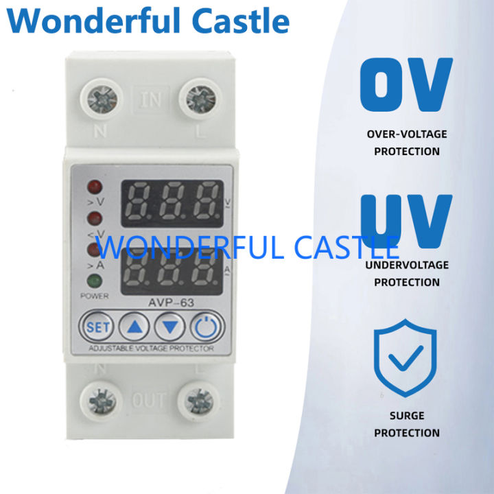 Digital Voltage Protector 40A 60A din rail Adjustable Protection Over ...