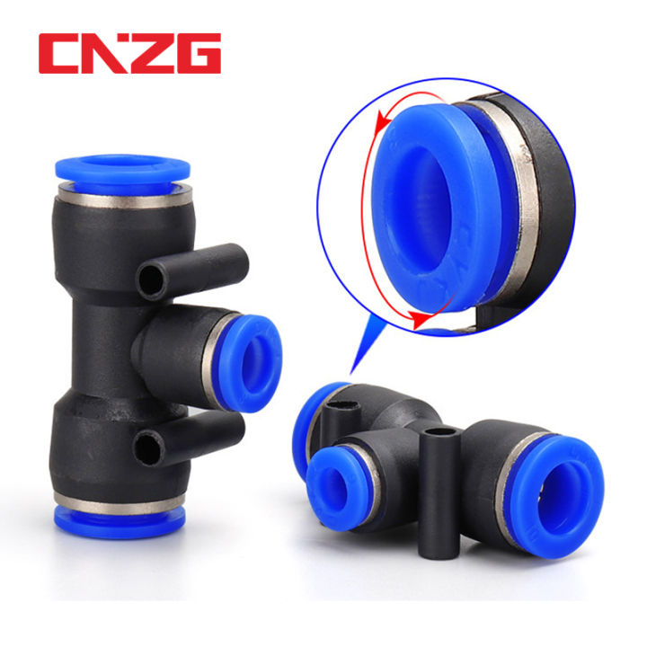T Tee Shaped 4mm 6mm 8mm 10mm 12mm 14mm Fitting Pneumatic Connector Air Hose Plastic 3 Way Slip ...