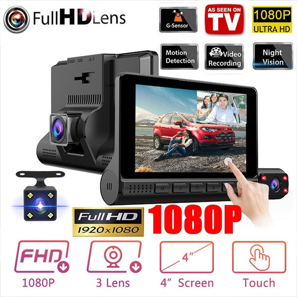 3 Lens Dash Cam 1080P Full HD DVR Dash Cam 170 Wide Angle G-Sensor ...