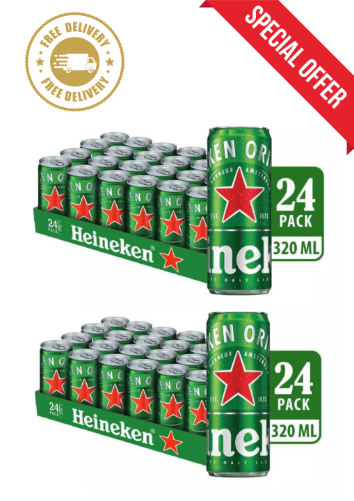 Heineken Lager Beer Can 24 X 320ML (2 CARTONS) | Lazada Singapore