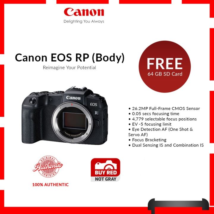 Canon EOS RP (Body) DSLR Camera with FREE Canon 64 GB SD CARD & RF50mm f/1.8 STM | Lazada PH
