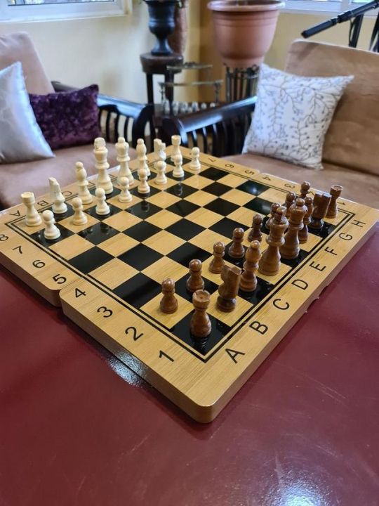 Authentic Wooden Foldable Chess Board Set│Checkers│Backgammon Board│40 ...