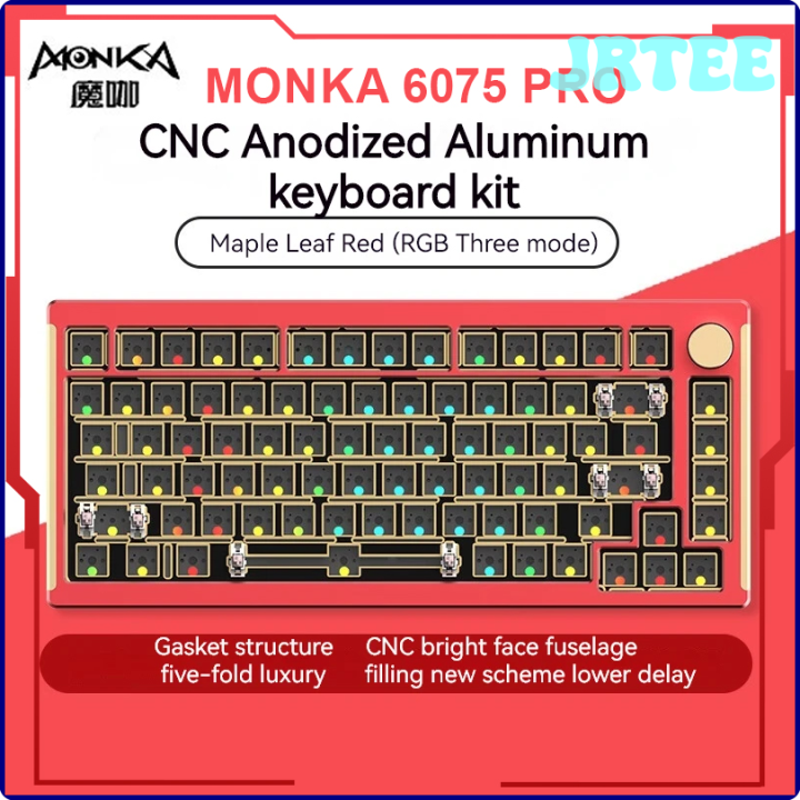 JRTEE Monka 6075pro Mechanical Keyboard Kit Aluminum Three Mode ...