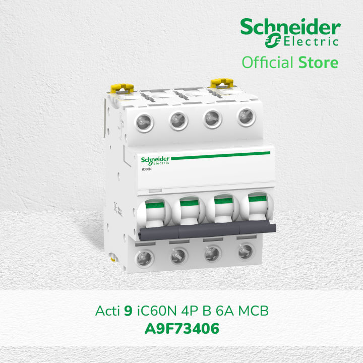 Schneider Electric- Miniature Circuit Breaker (MCB), Acti9 iC60N, 4Pole, 6-63A, B curve, 6000A ...