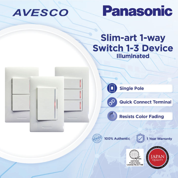 Panasonic Slim-art 1-way Switch 1 to 3 Device , Illuminated Series ...