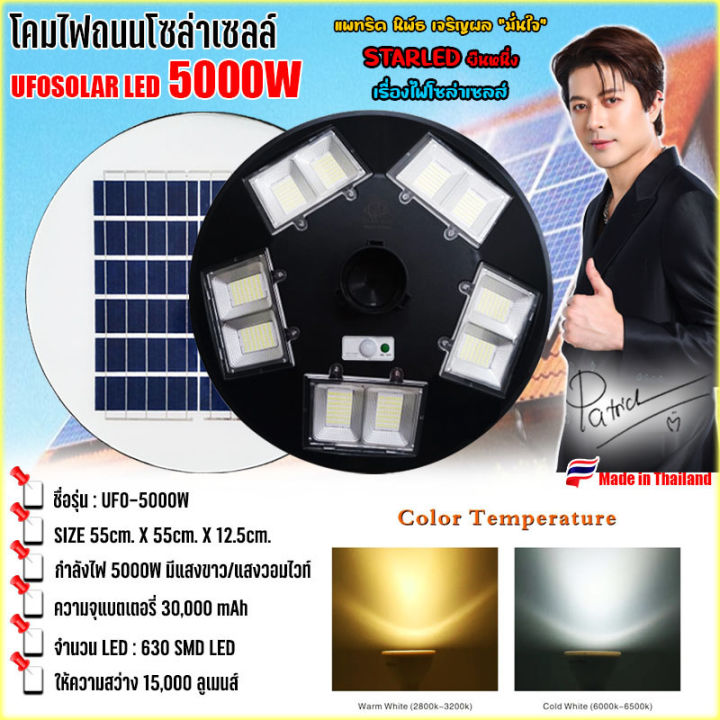 โคมไฟถนน UFO 5000W โคมไฟถนนโซล่าเซลล์ UFO Square Light ไฟถนนโซล่าเซลล์ พลังงานแสงอาทิตย์100% ไม่ ...