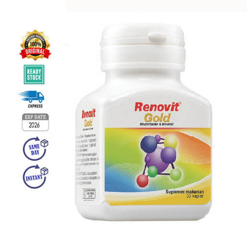(Botol isi 30) RENOVIT GOLD EXP 2026 Multivitamin & Minerals Lansia ...