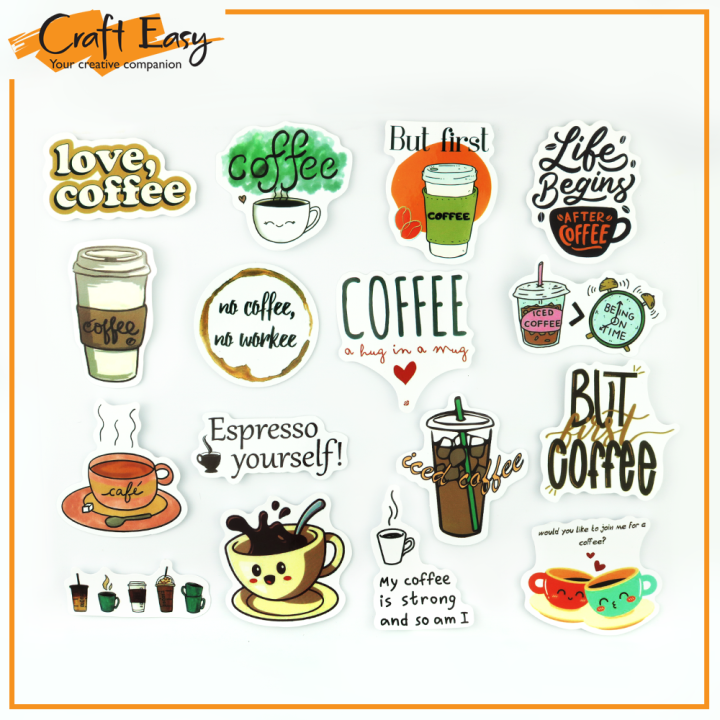 Craft Easy Stickers - Coffee Lover Theme (Assorted - 50 pcs) | Lazada PH