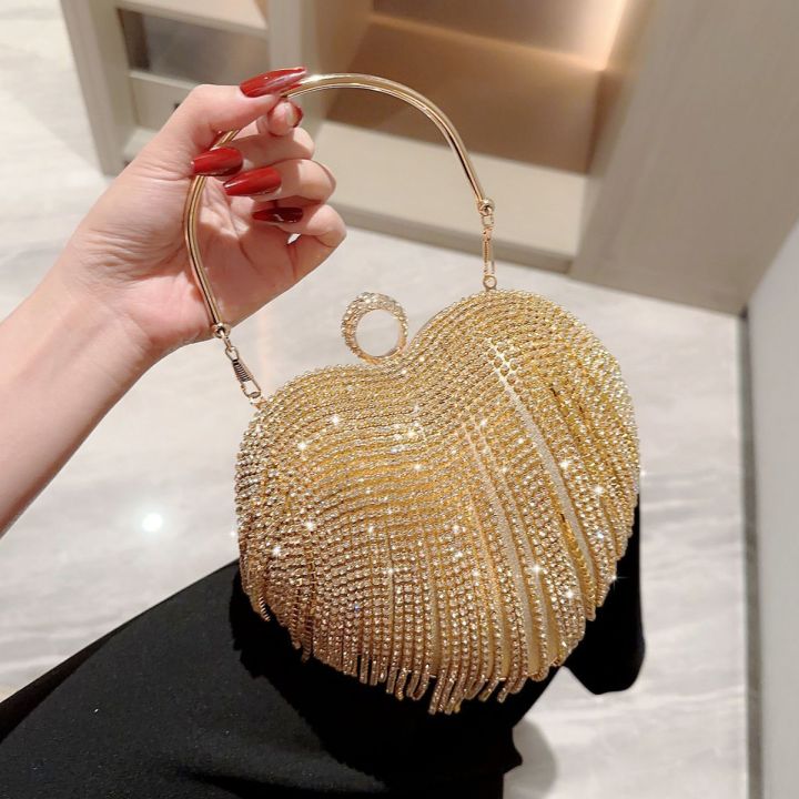 2024 Diamond Heart Dinner Handbag Women's Water Diamond Banquet with ...