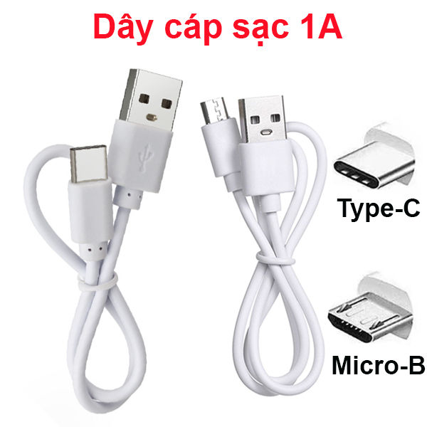 Dây cáp sạc USB màu trắng Micro/ type C - Chỉ sạc hoặc sạc + truyền dữ ...