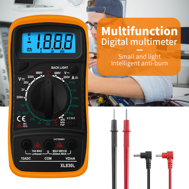 LCD Digital Portable Digital Multimeter Tester Voltmeter Ohm Ammeter ...