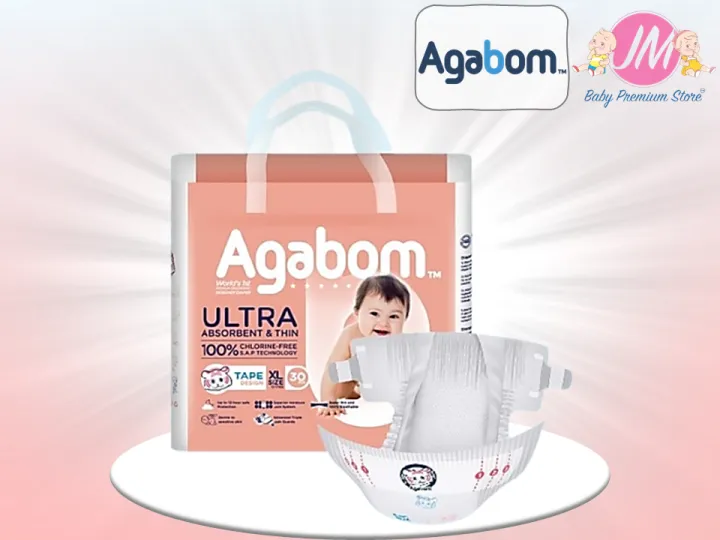 AGABOM 100% SAP Ultra-Thin Baby Diapers Tape (S/M/L/XL) | Lazada