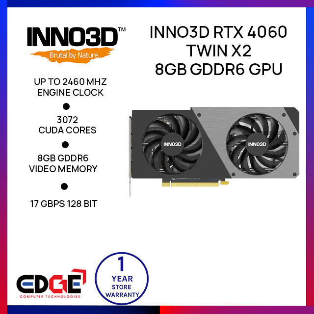 EDGE | INNO3D RTX 4060 Twin X2 8GB GDDR6 GPU Graphics Card Unit | Lazada PH