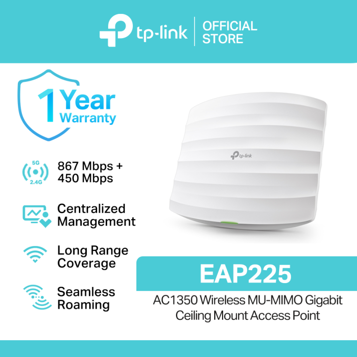 TP-Link EAP225 AC1350 Wireless MU-MIMO Gigabit Ceiling Mount Access Point | Dual-Band | PoE ...