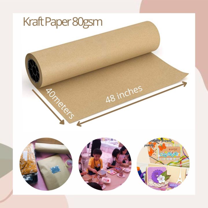 Kraft Paper Counter Roll Brown Paper 80gsm DIY Craft Materials 48”x40m ...