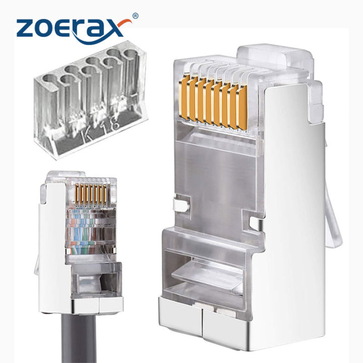 ZoeRax Cat6 2-pieces RJ45 Connector, CAT 6 stp Two-Piece Design Modular ...