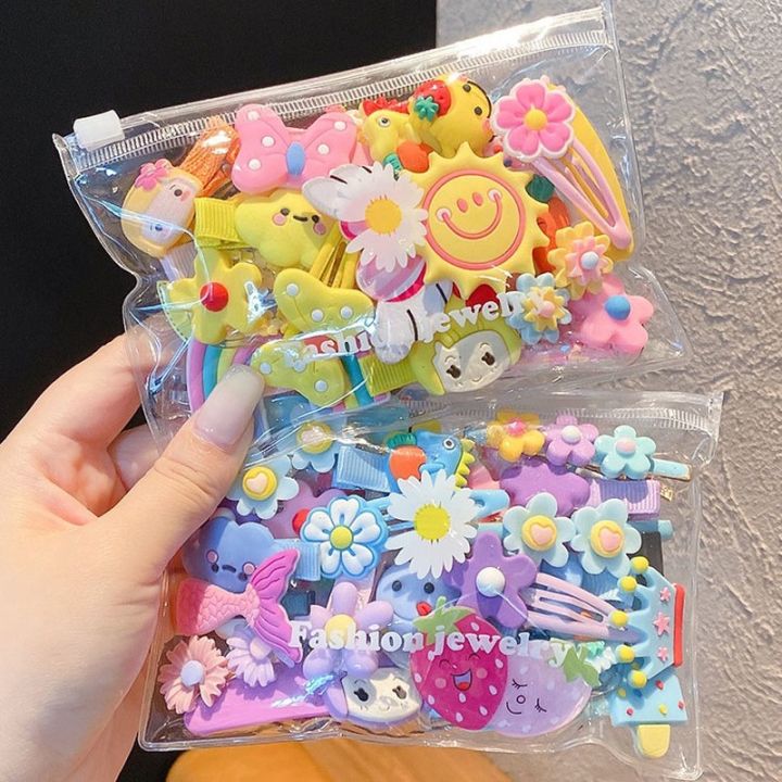 14pcs/set Cute Kids Hair Clip Set Bangs Hairpin Flower Fruit Baby Girl ...