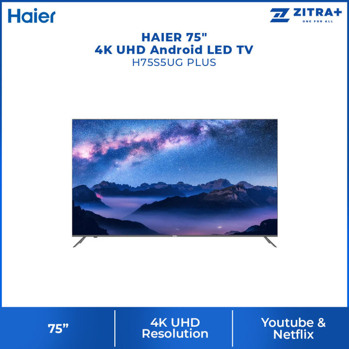 HAIER 75" 4K UHD Android LED TV H75S5UG PLUS | Youtube | Netflix | 4K ...