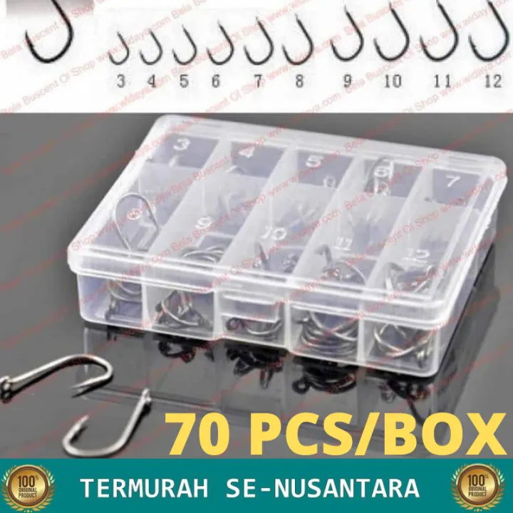 PROMO BELANJA TERMURAH 1 BOX 70 Pcs Kail Pancing Mata Pancing Division ...