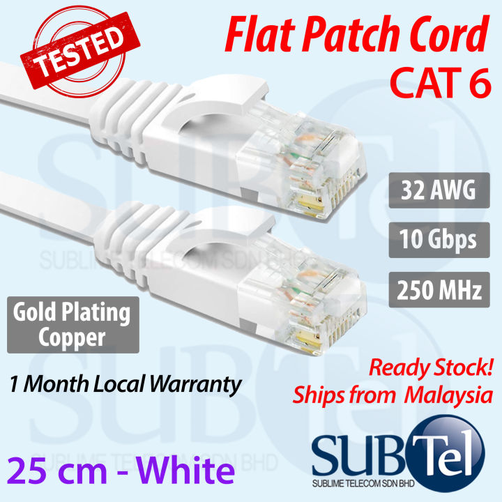 25cm CAT6 Flat Patch Cord LAN Cable Gigabit Ethernet Cable 10G RJ45 UTP ...