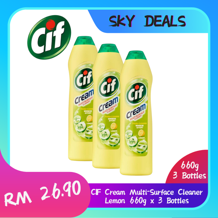 Cif Cream Lemon Multi-Surface Cleaner 660g x 3 Bottles | Lazada