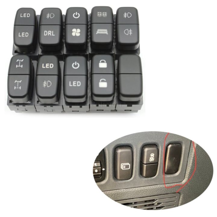 Car LED Front Fog Light Key Switch Car Power Fan Light Button Lock ...