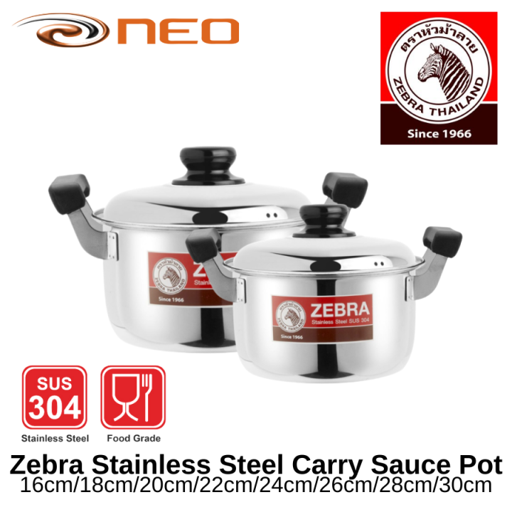 Zebra Stainless Steel Carry Sauce Pot 16cm/18cm/20cm/22cm/24cm/26cm ...