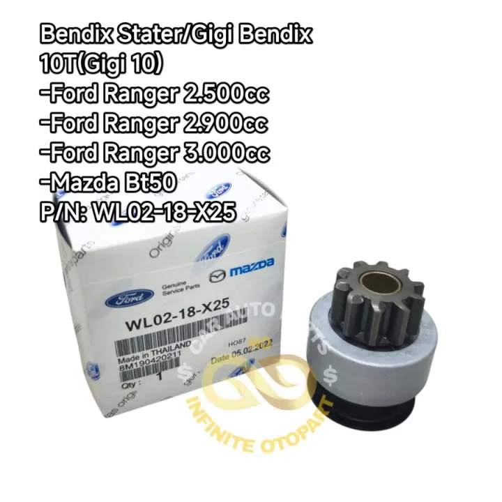 BENDIX STARTER GIGI BENDIK STATER 10T FORD RANGER 2.5 2.9 3.0 WL02-18 ...