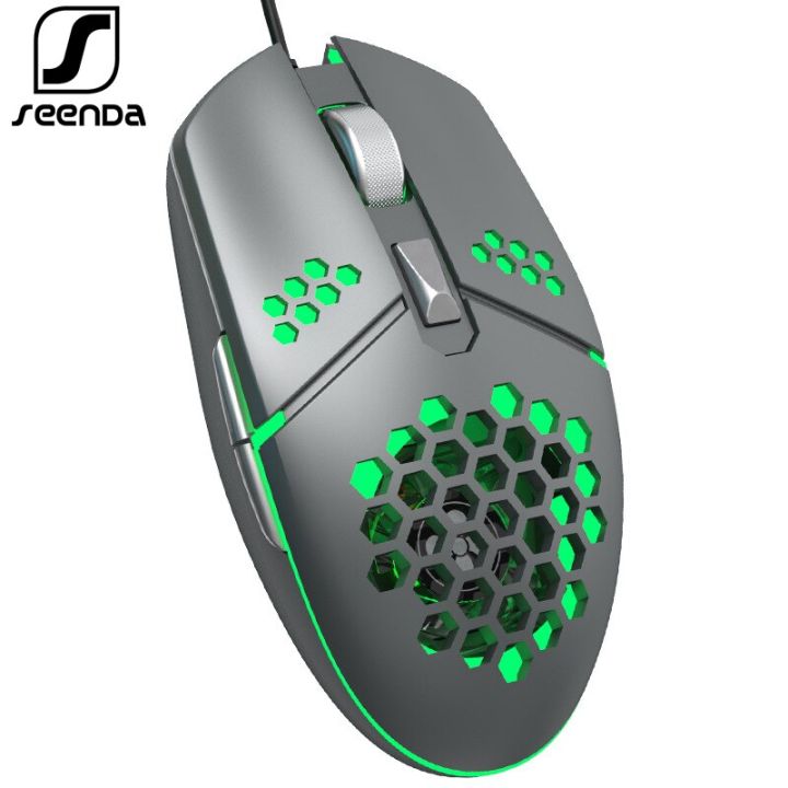 SeenDa Wired Gaming Mouse for Gamer With Cooling Fan RGB Backlit ...
