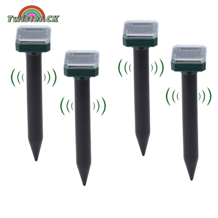 Twister.CK Ultrasonic Solar Powered Mole Repellent 4 Pack Outdoor ...