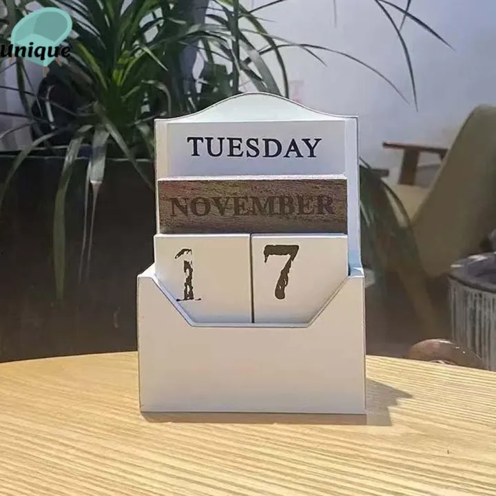 UNQCSA ความสวยงาม ปฏิทินไม้ถาวร นำกลับมาใช้ใหม่ได้ คู่มือ ของตกแต่งแสดงวันที่ ใช้งานได้หลากหลาย ...