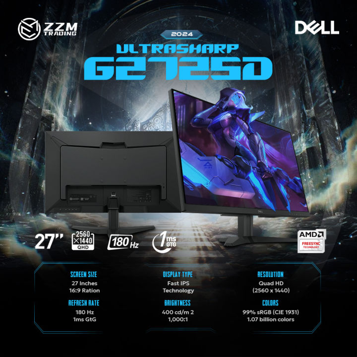 Dell UltraSharp G2725D 27 inch Gaming Monitor 180Hz QHD 1ms IPS AMD ...