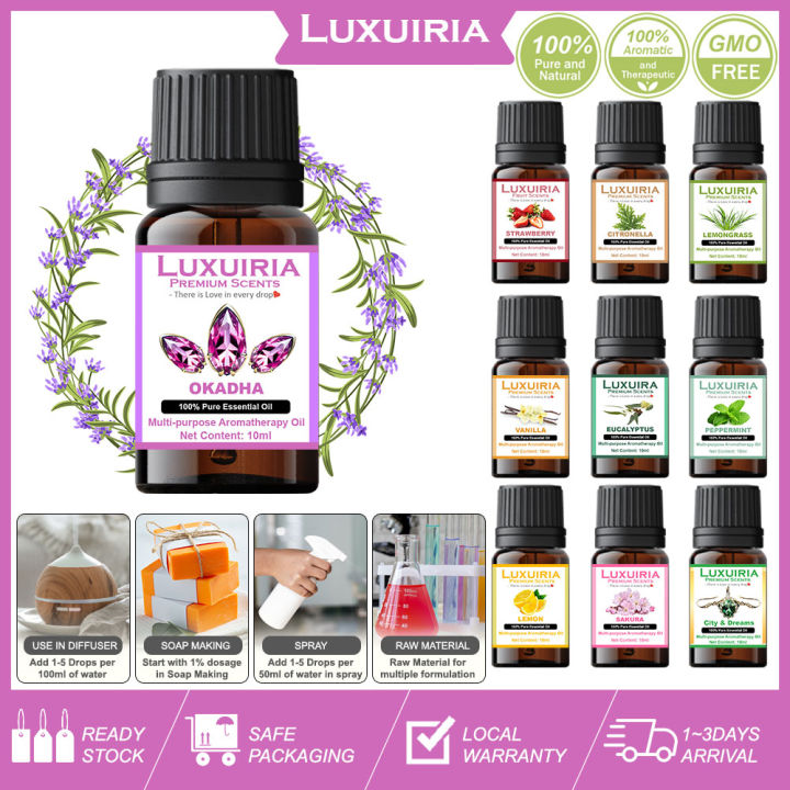 LUXUIRIA 100% Pure Essential Fragrance Oil Raw Material - Oil and Water ...
