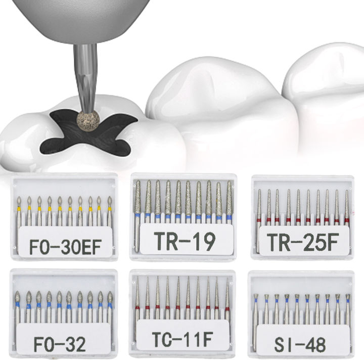 10 Model Dental Diamond Bur Drill For FG High speed Abrasive Wheel ...
