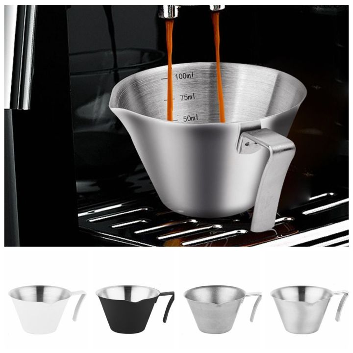 ZENGD Ergonomic Handle Espresso Measuring Cup with Scale Stainless ...
