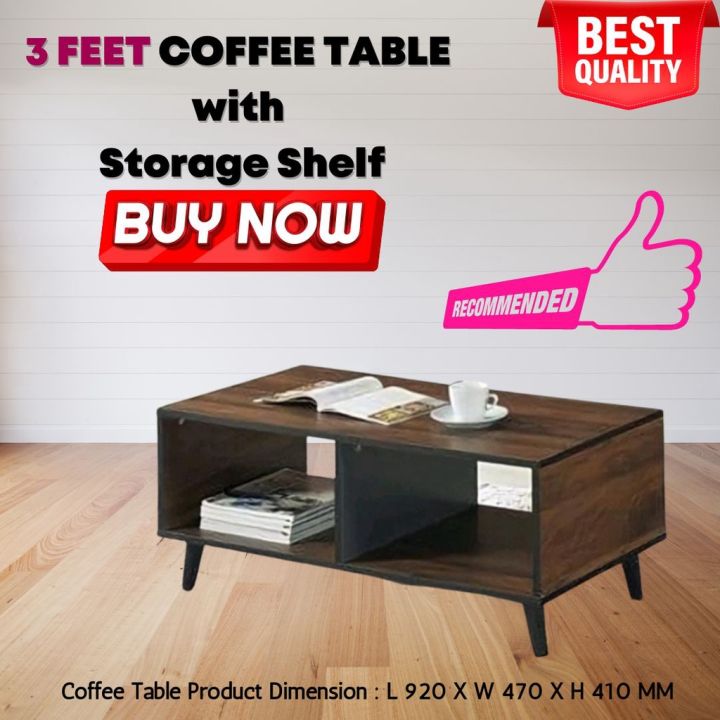 Coffee Table Modern 3 Feet Meja Kopi Ruang Tamu 90cm Center Table with ...