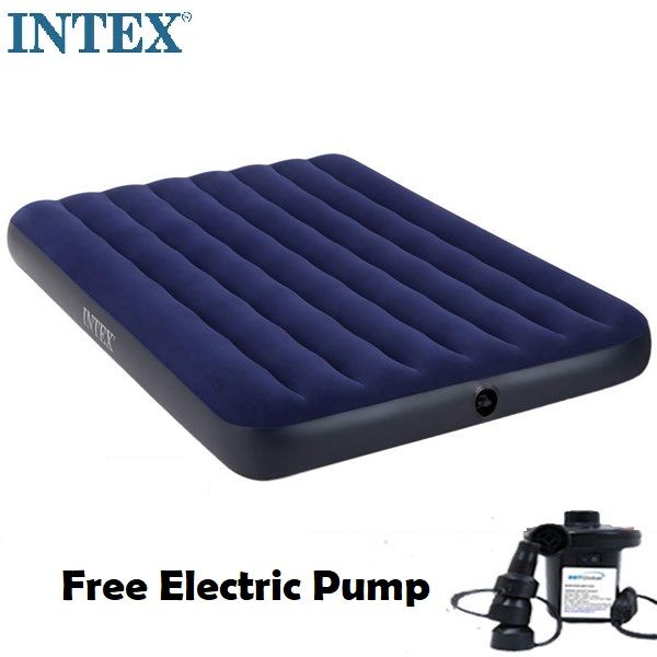 Intex Inflatable Flocked Air Bed Mattress (Single, Twin, Super Queen ...