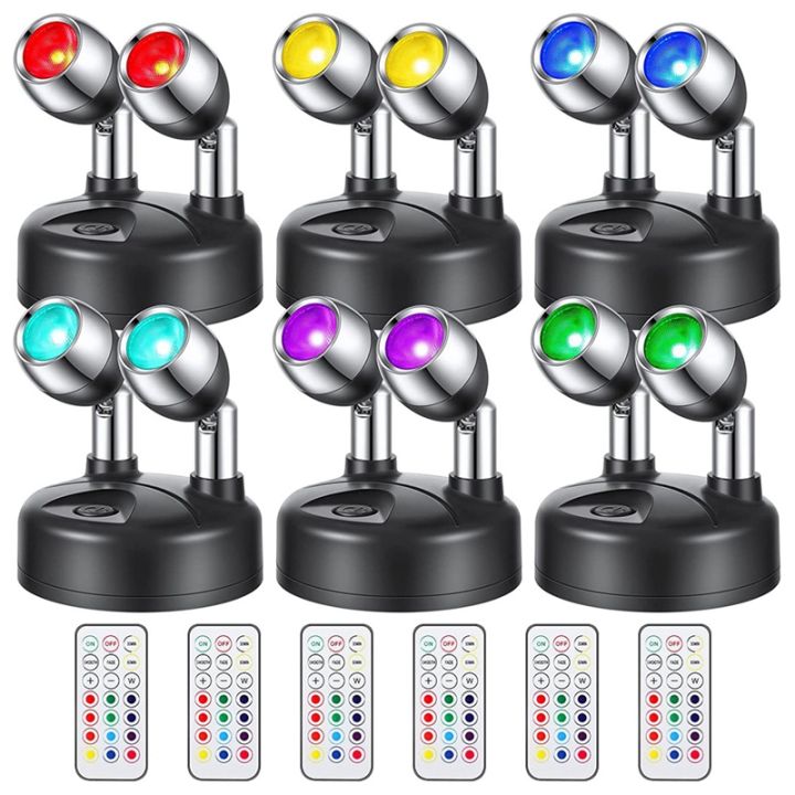 [ se]-6Pcs 13 Color Battery Operated Spotlights Indoor Dual Wireless ...