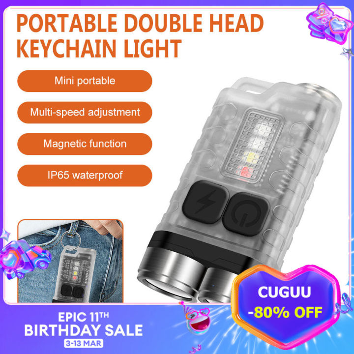 CUGUU Super Bright Key Chain Flashlight Mini TYPE-C Rechargeable ...