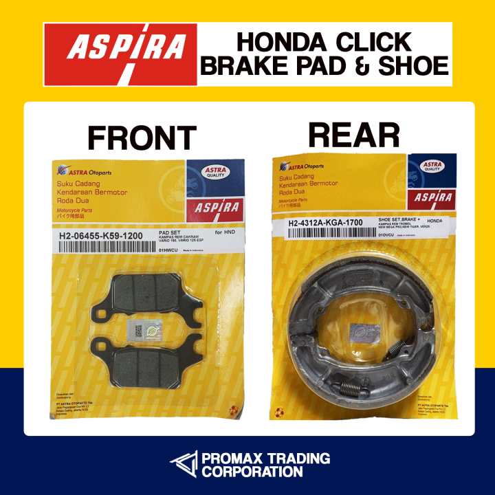 [FOR HONDA CLICK 125 / 150 / V2] ASPIRA (Astra Otoparts) Brake Pad Shoe ...