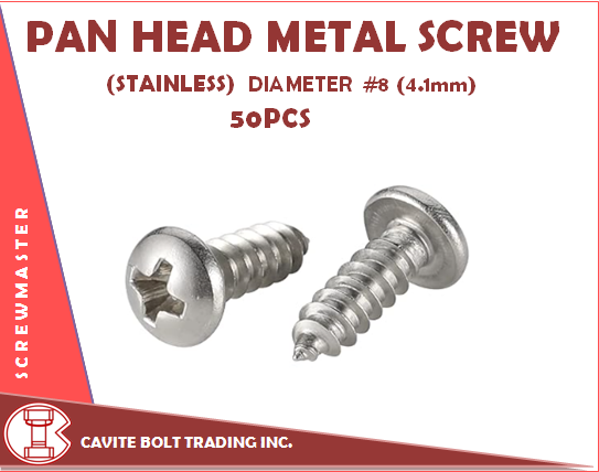 STAINLESS PAN HEAD METAL SCREW (DIAMETER #8 (4.1mm) 50 PCS | Lazada PH