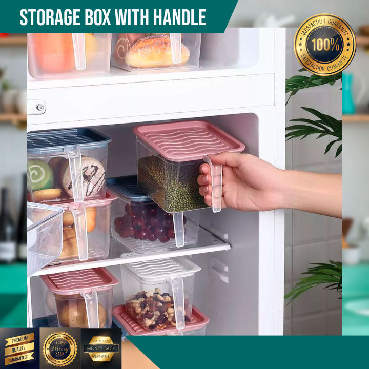 Plastic Food Organizer Boxes with Handles and Lids Clear Kitchen ...