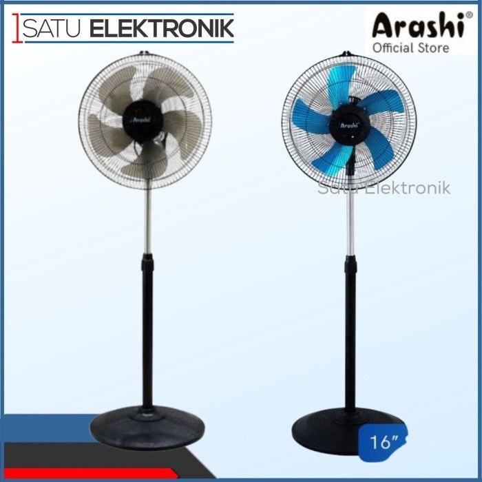 Arashi Kipas Angin Berdiri 16 Inch Standing Fan Hitam Listrik Pelindung ...