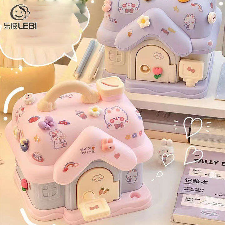 LEBI【จัดส่งฟรี】บ้านหลังเล็กกระปุกออมสินของเด็กๆฝากและดึงได้ความจุมาก ...