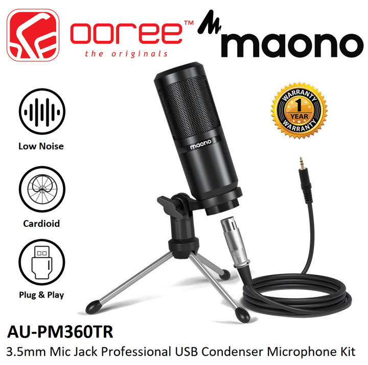 MAONO AU-PM360TR RECORDING CONDENSER MICROPHONE WITH XLR TO 3.5MM CONNECTION, LOW NOISE ...