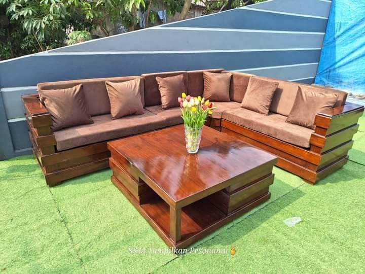 kursi Sudut Box Minimalis Kayu Jati Perhutani, Kursi Tamu Minimalis ...